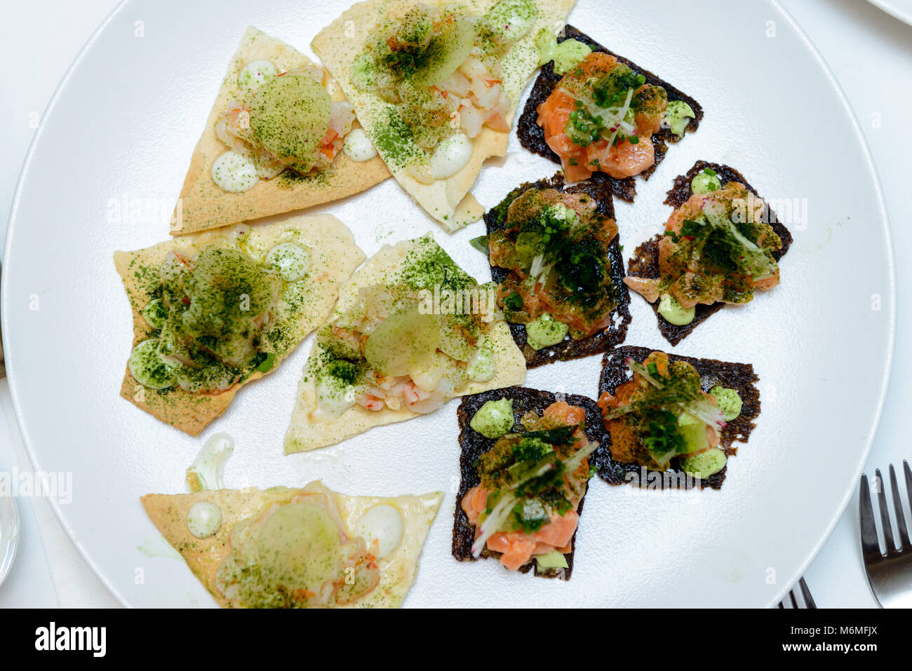 Nice restaurant food. Serving the table with a variety of food Stock ...