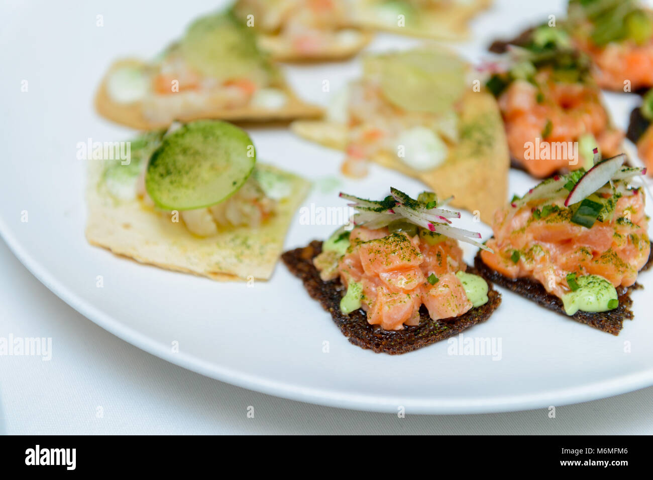 Nice restaurant food. Serving the table with a variety of food Stock ...