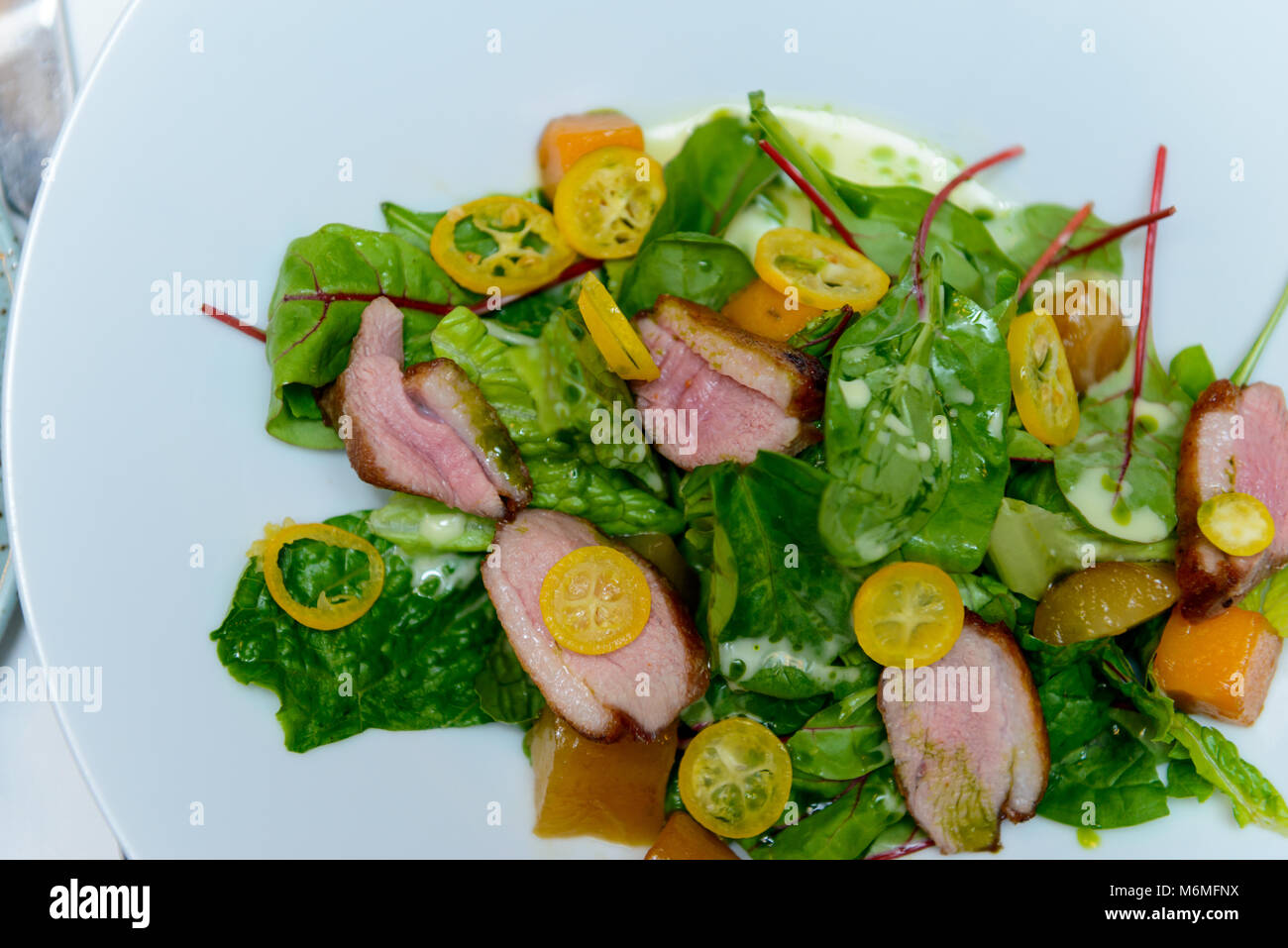 Nice restaurant food. Serving the table with a variety of food Stock ...