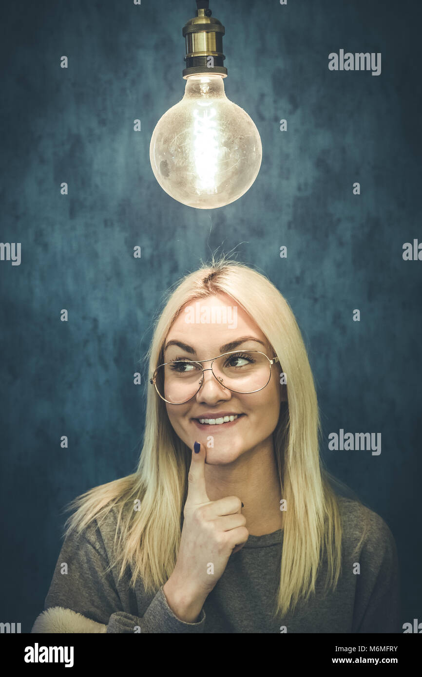 Woman light bulb head hi-res stock photography and images - Alamy