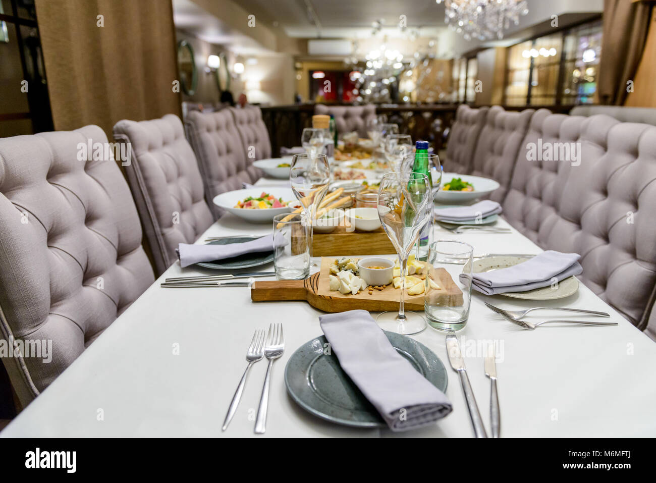 Nice restaurant food. Serving the table with a variety of food Stock ...