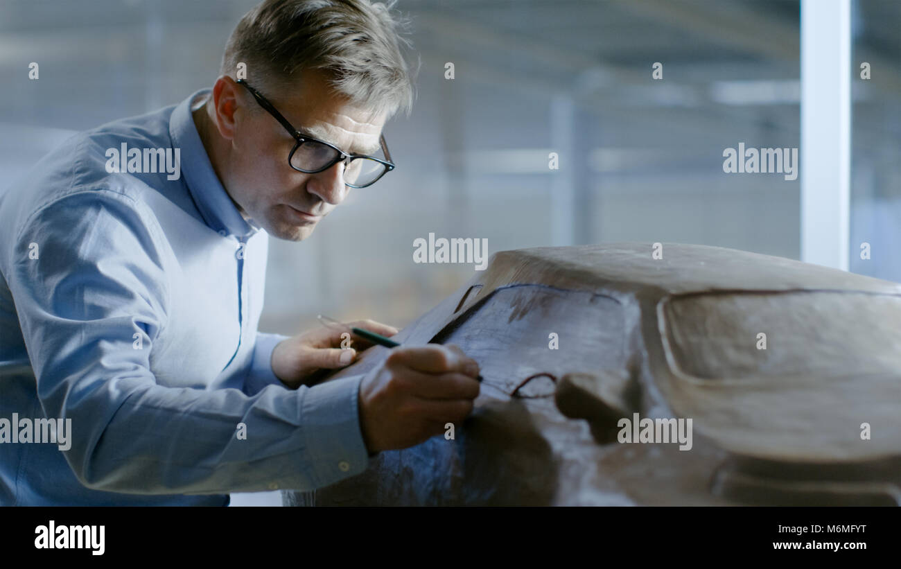 Professional Automotive Designer with Rake Sculpts Futuristic Car Model ...