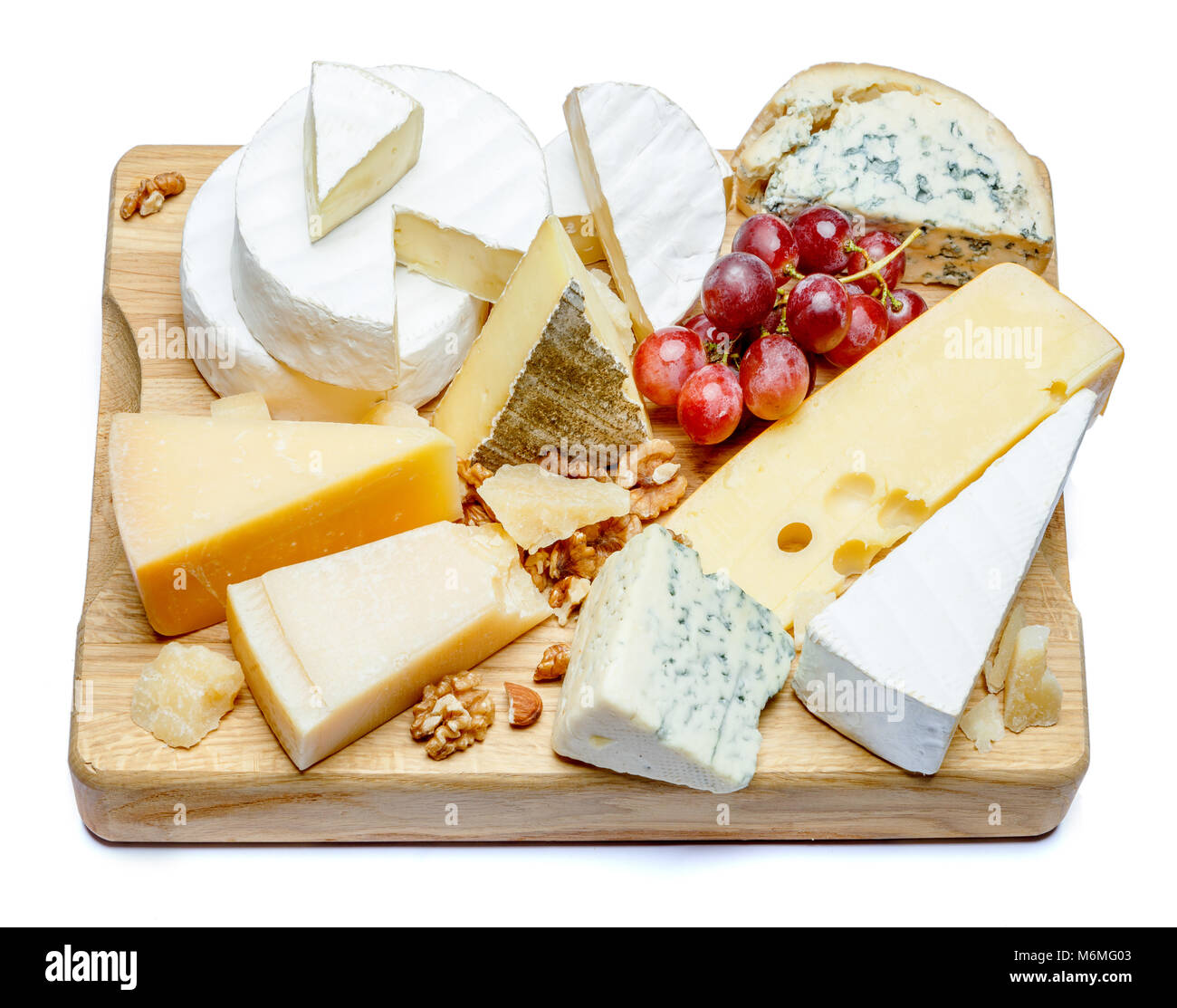 Various types of cheese - parmesan, brie, roquefort, cheddar Stock ...
