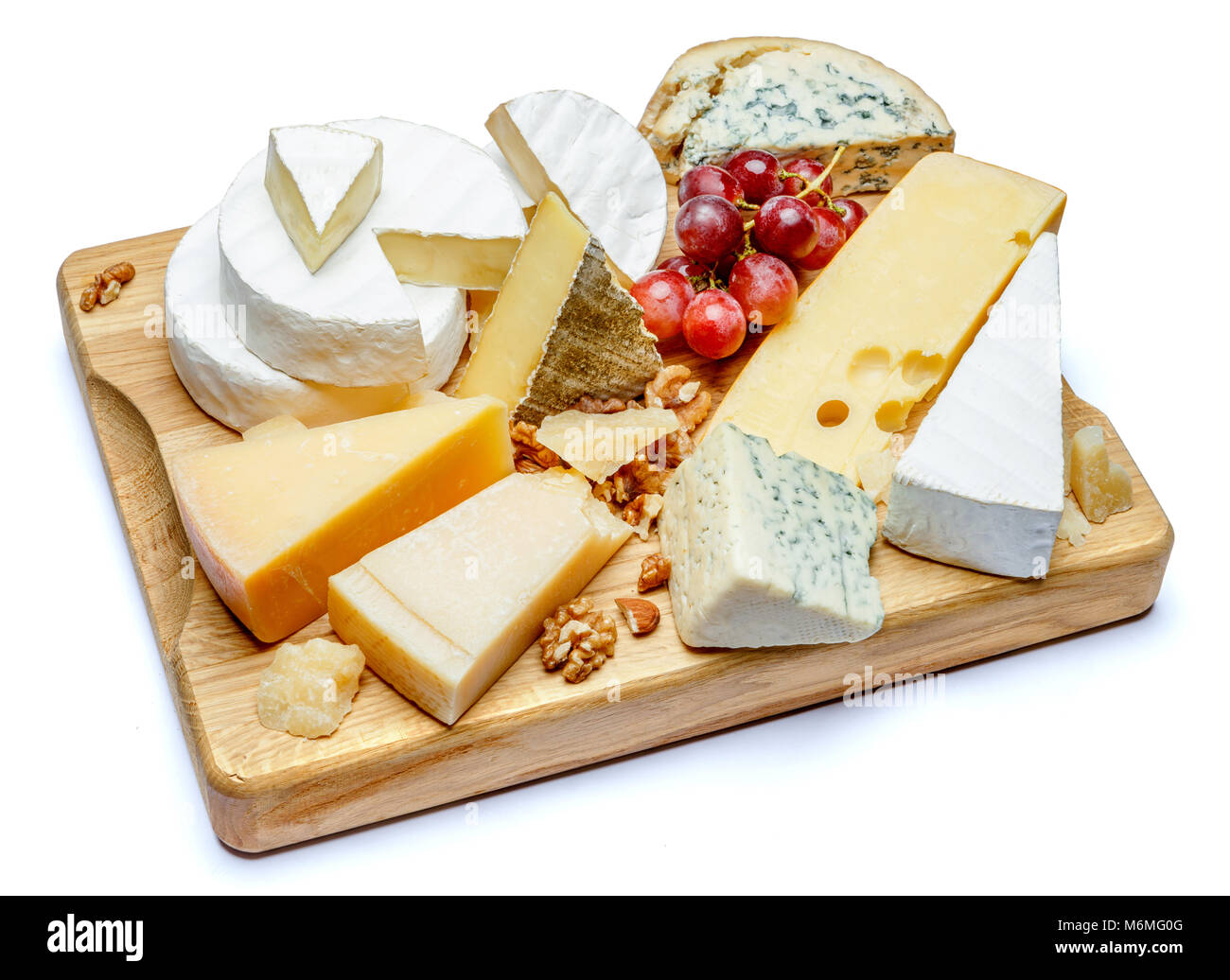 Various types of cheese - parmesan, brie, roquefort, cheddar Stock ...
