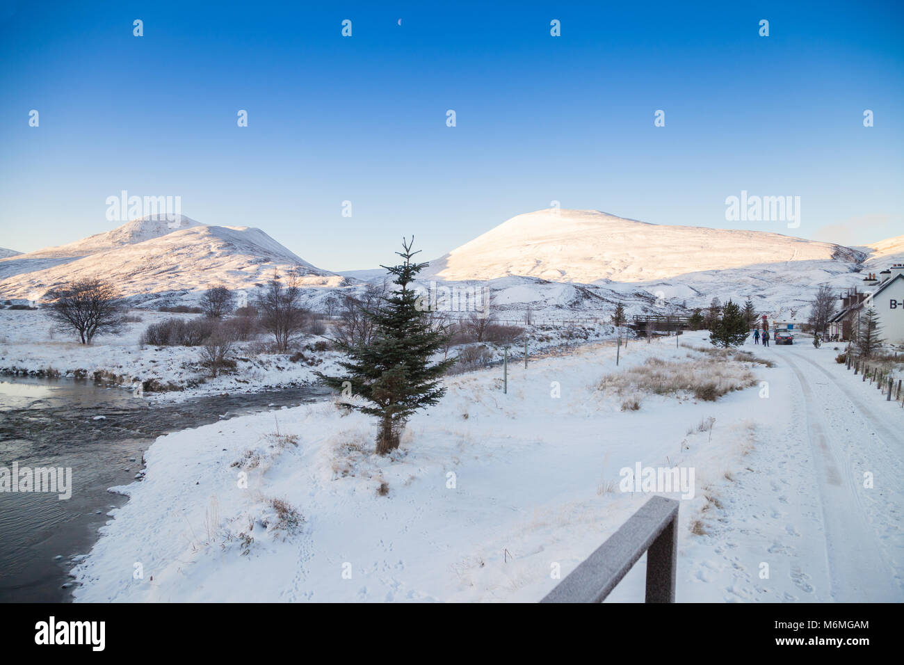 Looking towards the Drumochter Munros A’Mharconaich and Geal Cham on a ...
