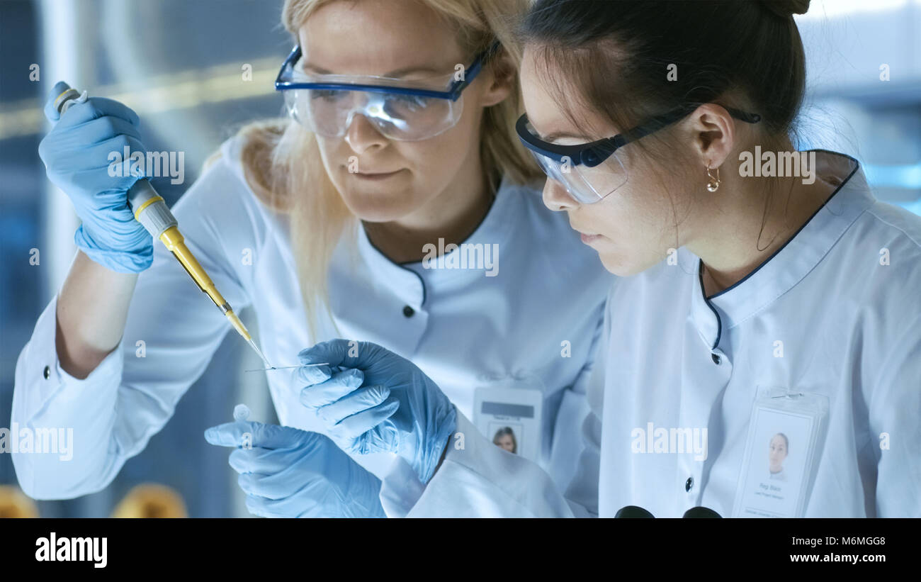 Medical Research Scientist Drops Sample on Slide and Her Colleague ...