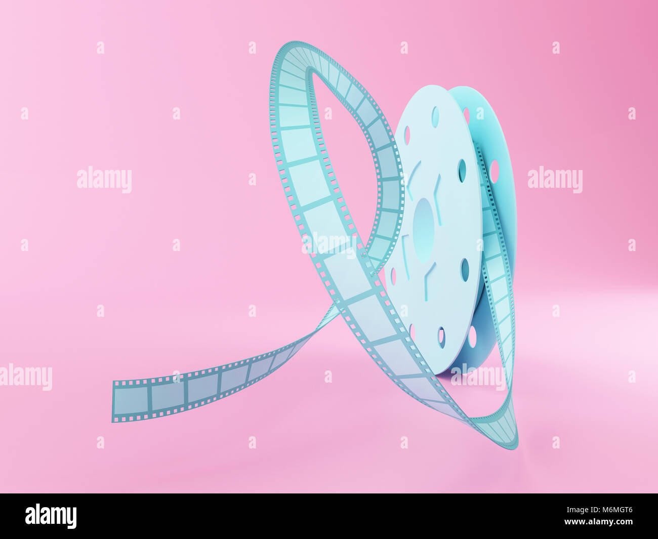 3d illustration. Film reel cartoon style. Cinema concept Stock Photo ...