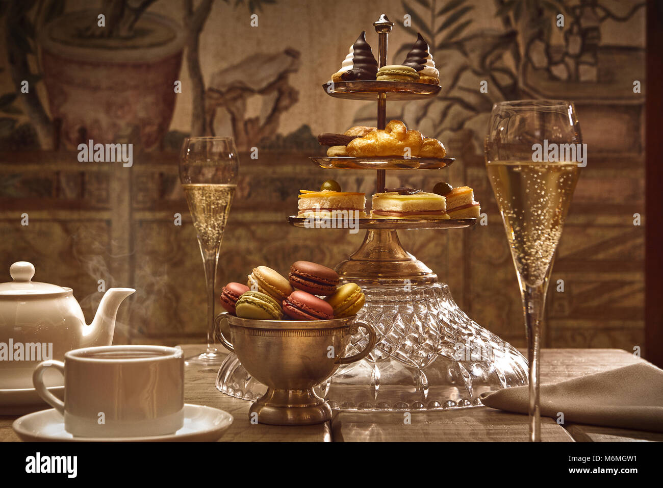 afternoon tea in the hotel lobby Stock Photo - Alamy