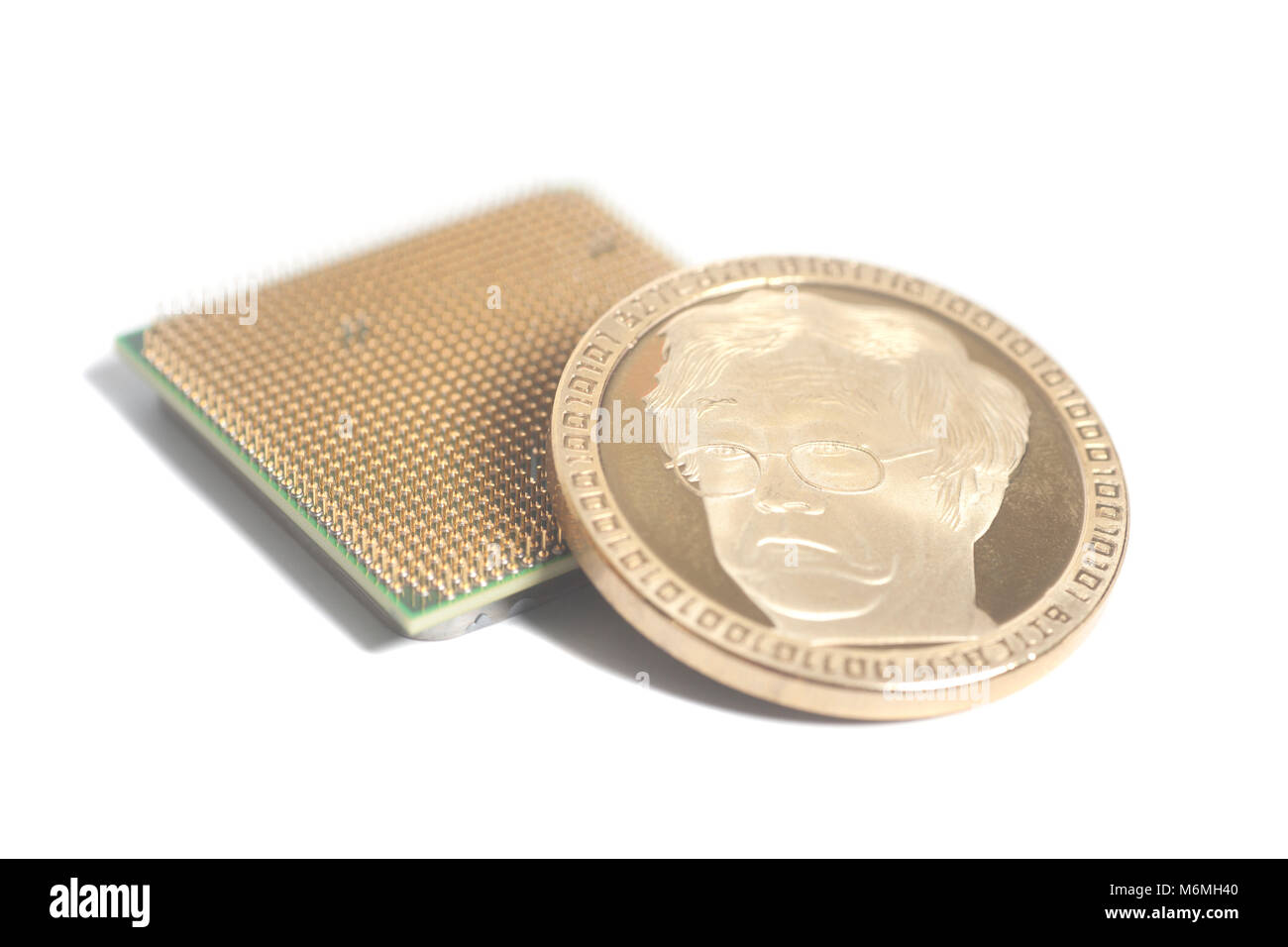 Central processing unit CPU microchip with Golden Bitcoin isolated ...