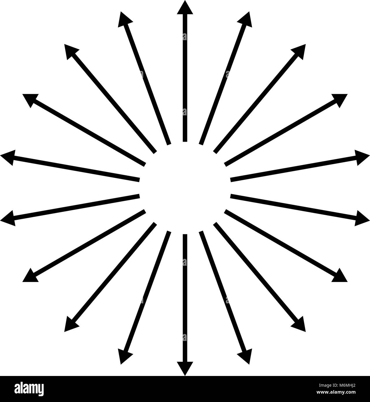 Concentric, radial, radiating arrows. Circular arrow element Stock ...
