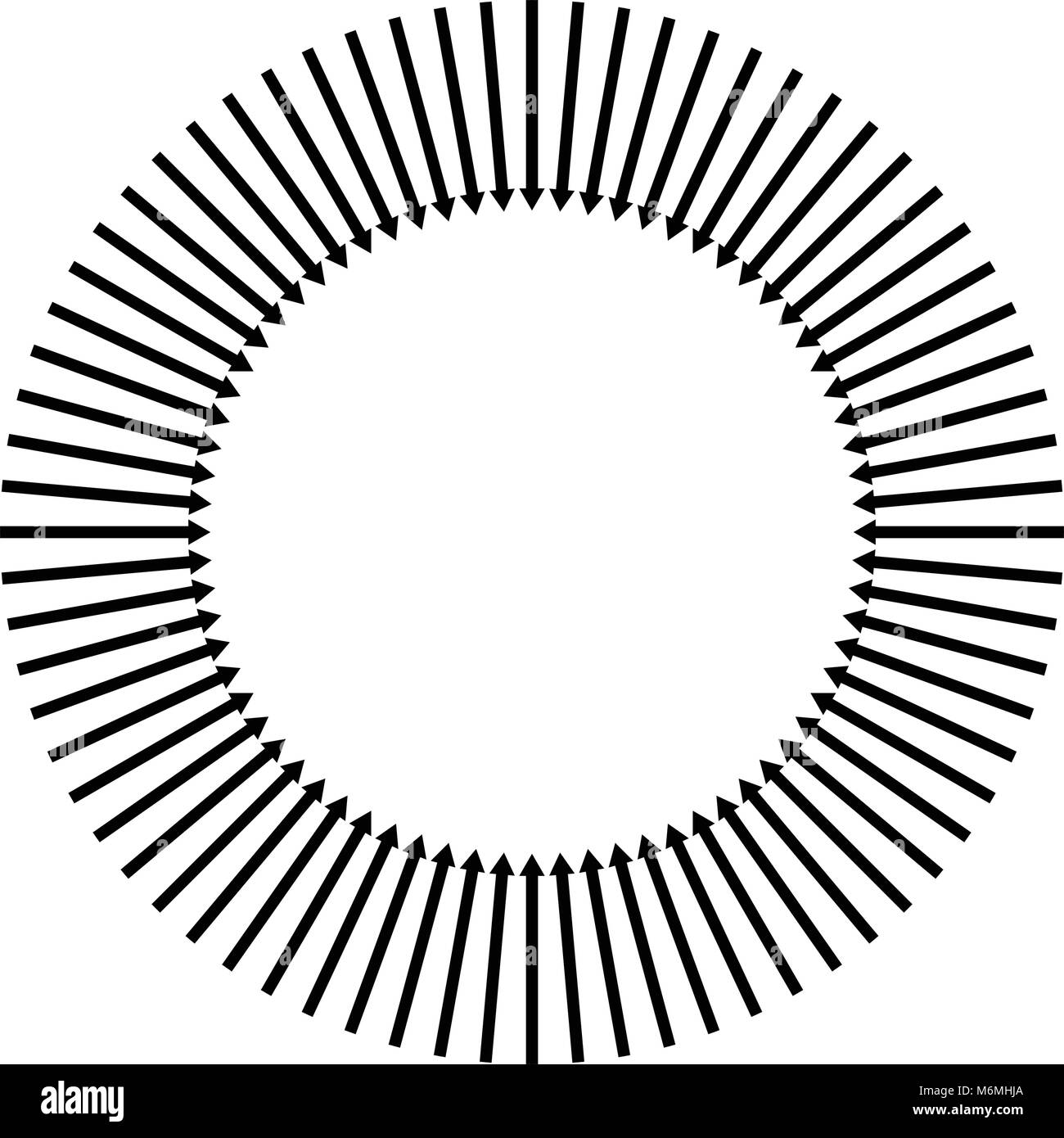 Concentric, radial, radiating arrows. Circular arrow element Stock ...