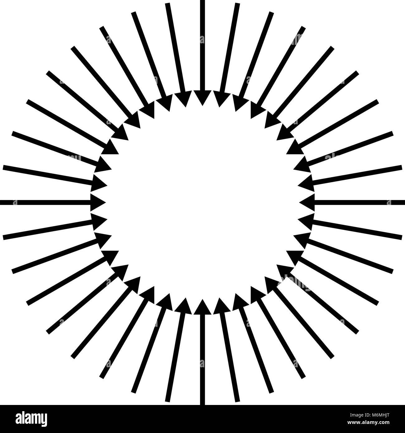 Concentric, radial, radiating arrows. Circular arrow element Stock ...