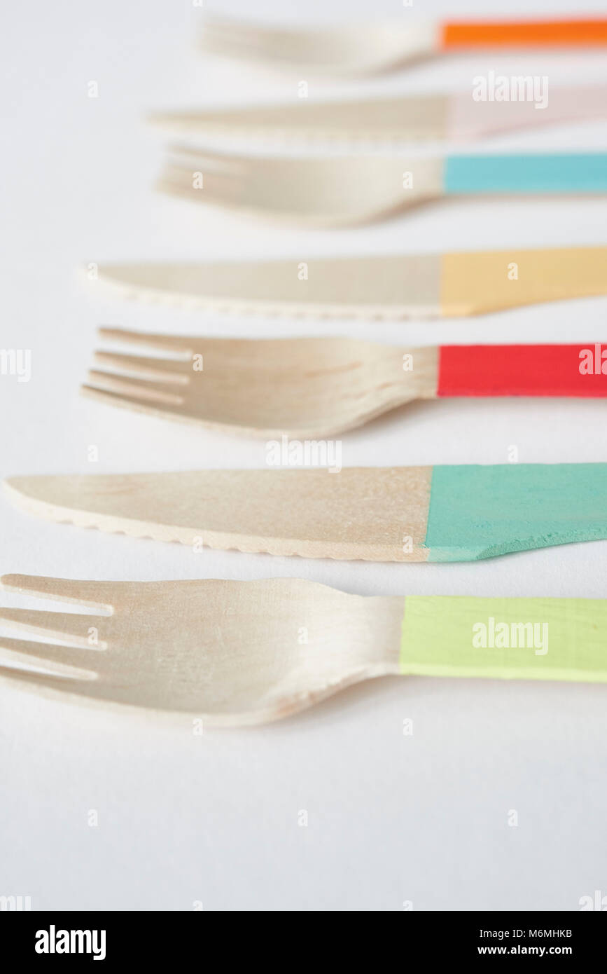 wooden knife and fork colours sets disposable eco cutlery set Stock ...