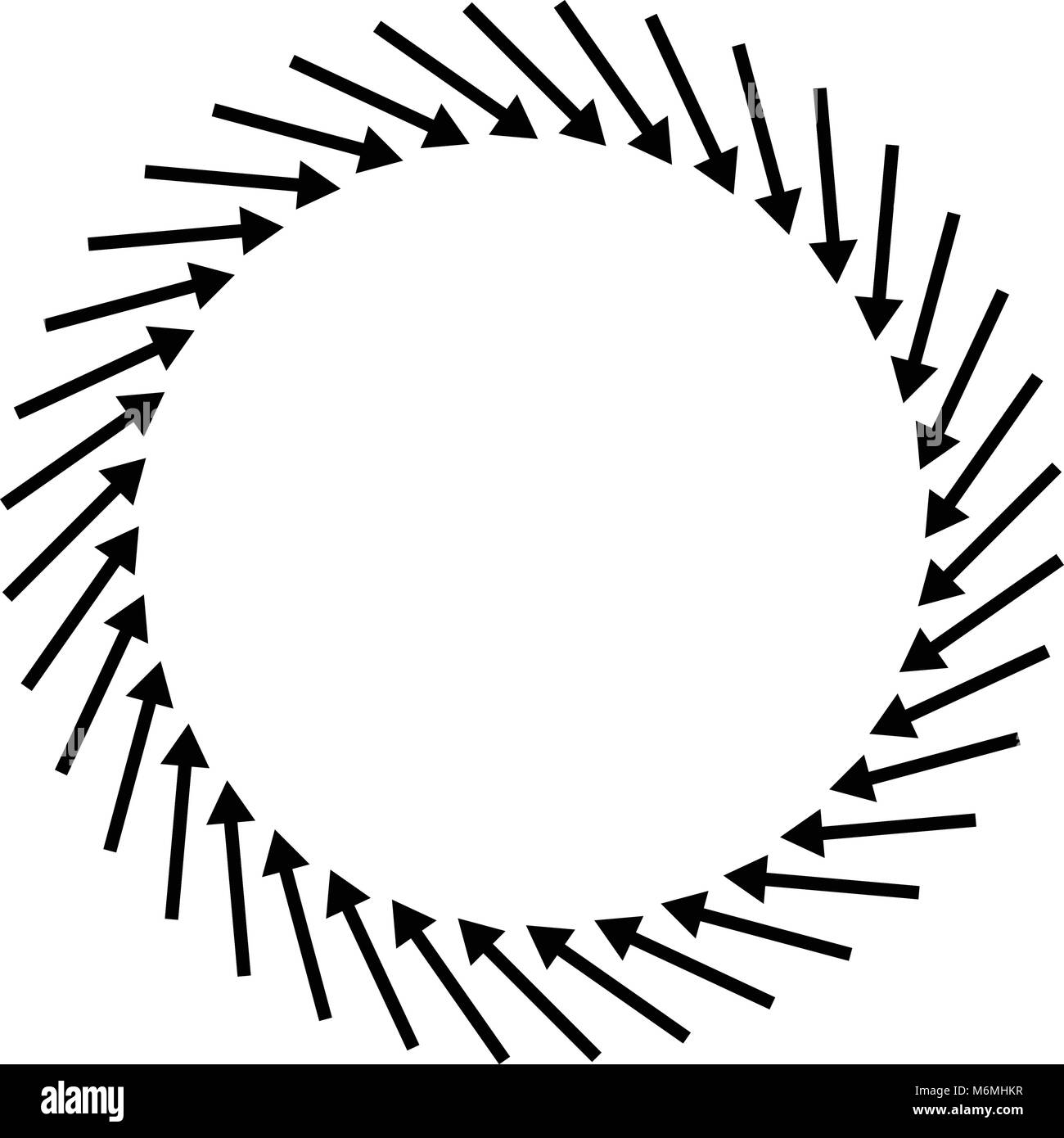 Concentric, radial, radiating arrows. Circular arrow element Stock ...