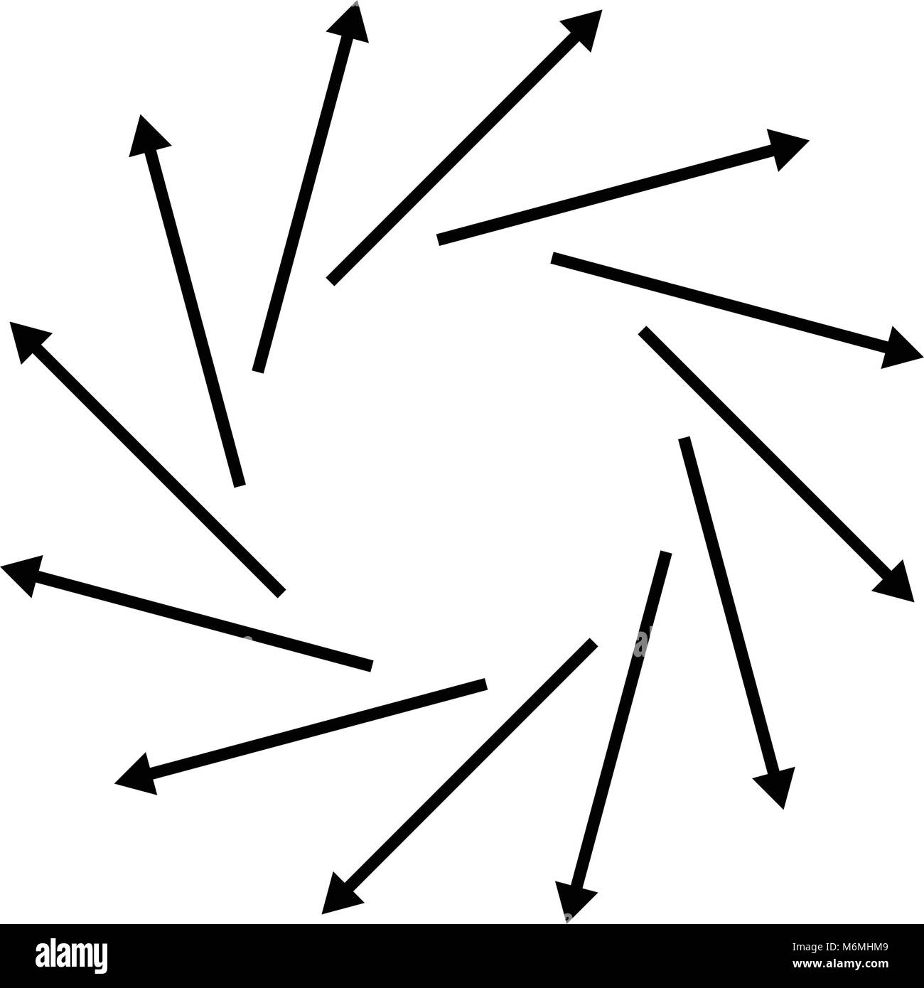 Concentric, radial, radiating arrows. Circular arrow element Stock ...