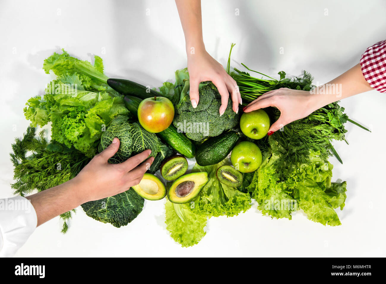 Green Fresh Food on Table Stock Photo - Alamy