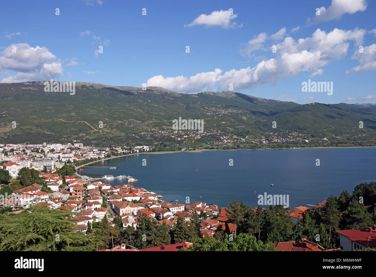 Lake Ohrid and city landscape Macedonia Stock Photo - Alamy