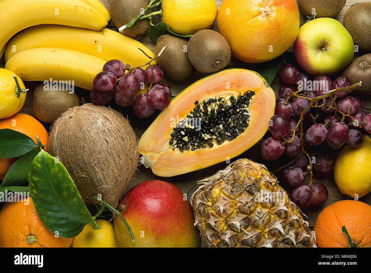 Assortment of Fresh Tropical and Summer Seasonal Fruits Pineapple ...