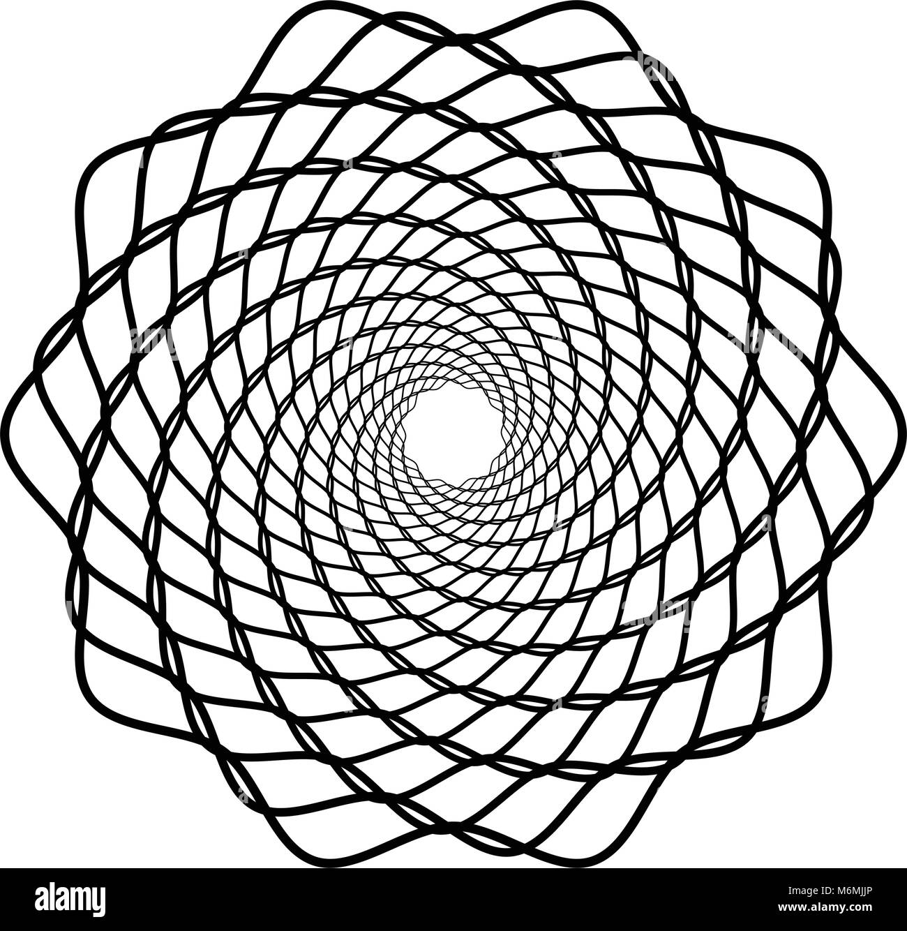 Mandala, motif with wavy, zig-zag lines rotating Stock Vector Image ...