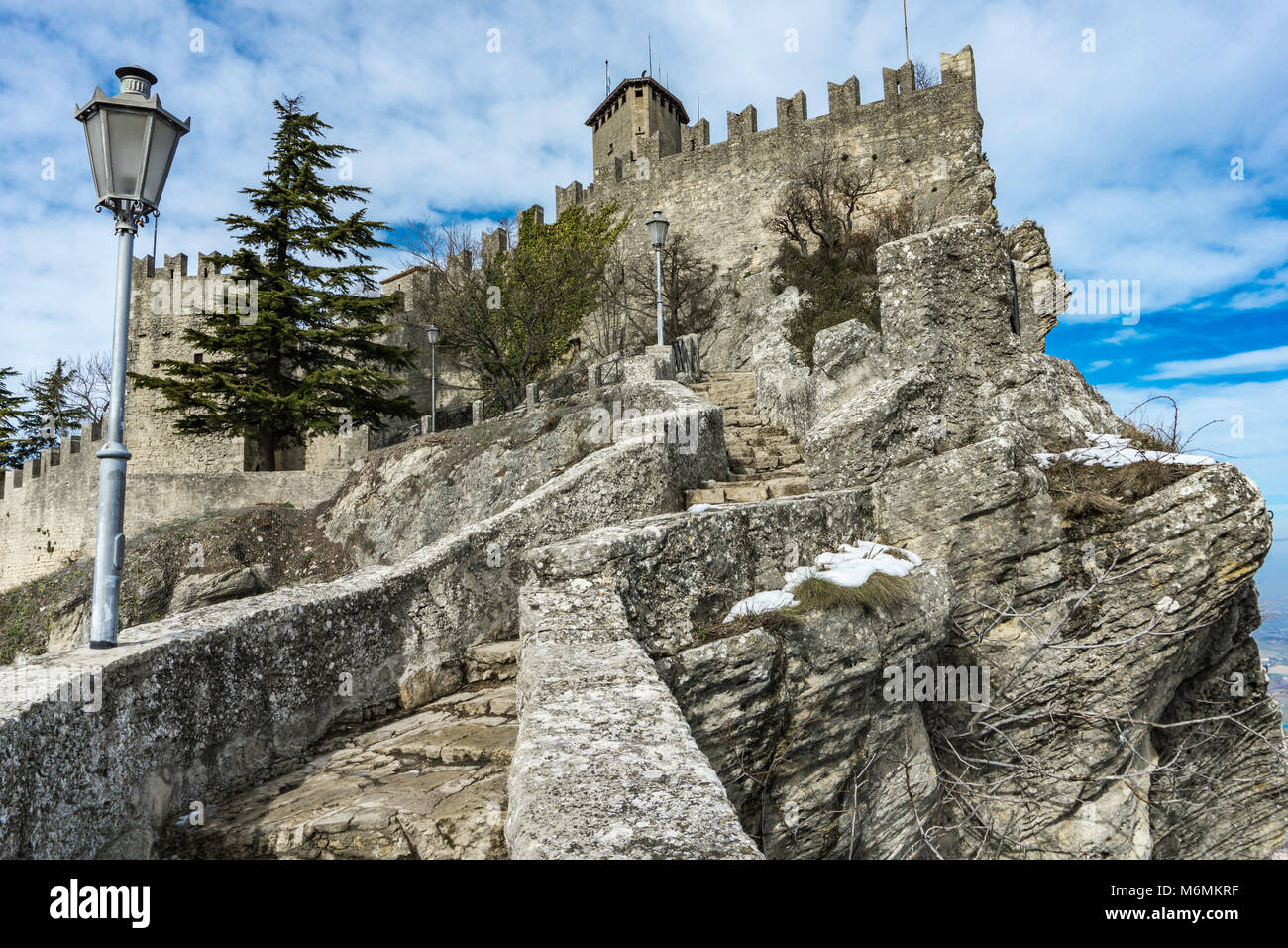 View at fortress of Guaita on Mount Titano, San Marino Stock Photo - Alamy