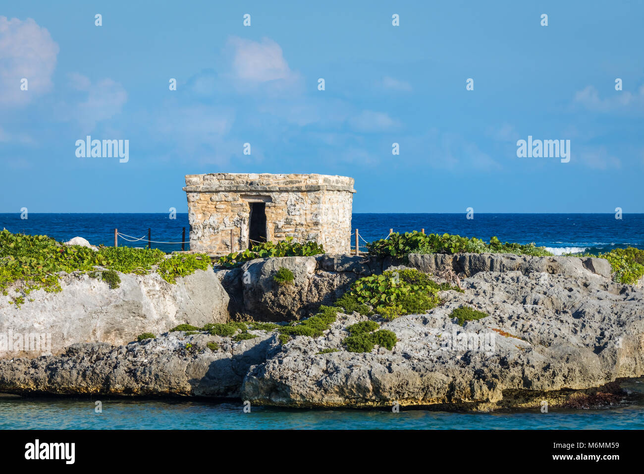 Mayan ruins at tropical coast. Landscape. Closeup. Quintana Roo, Mexico ...