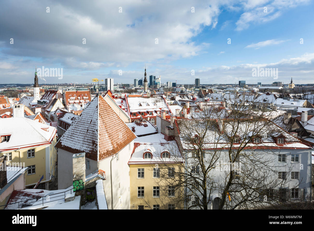 Landscape view from Tallinn's Old Town city wall over the city, Tallinn ...