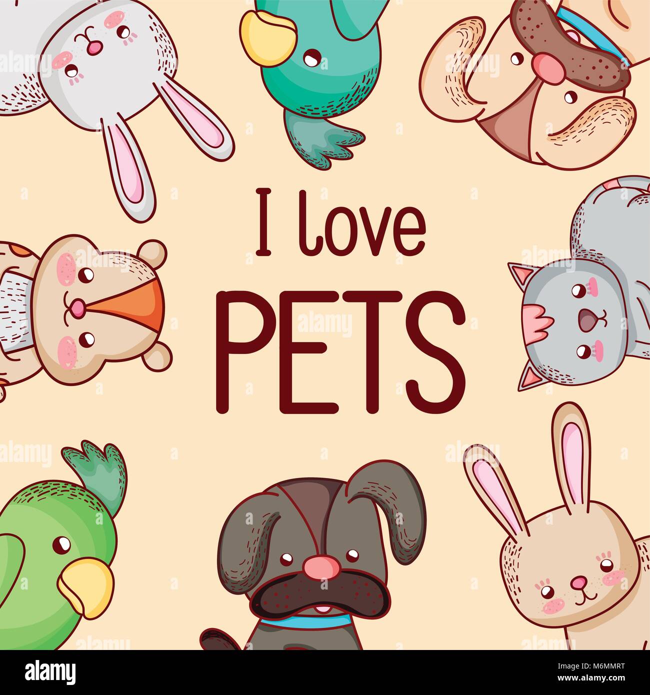 I love pets cute cartoons vector illustration graphic design Stock ...