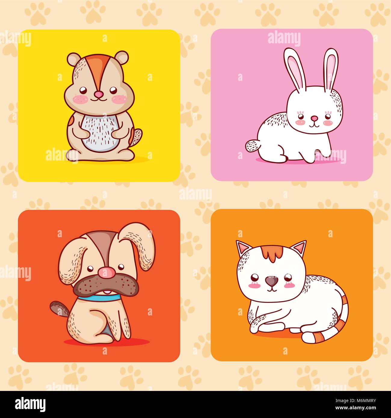 Cute pets collection cartoons vector illustration graphic design Stock ...