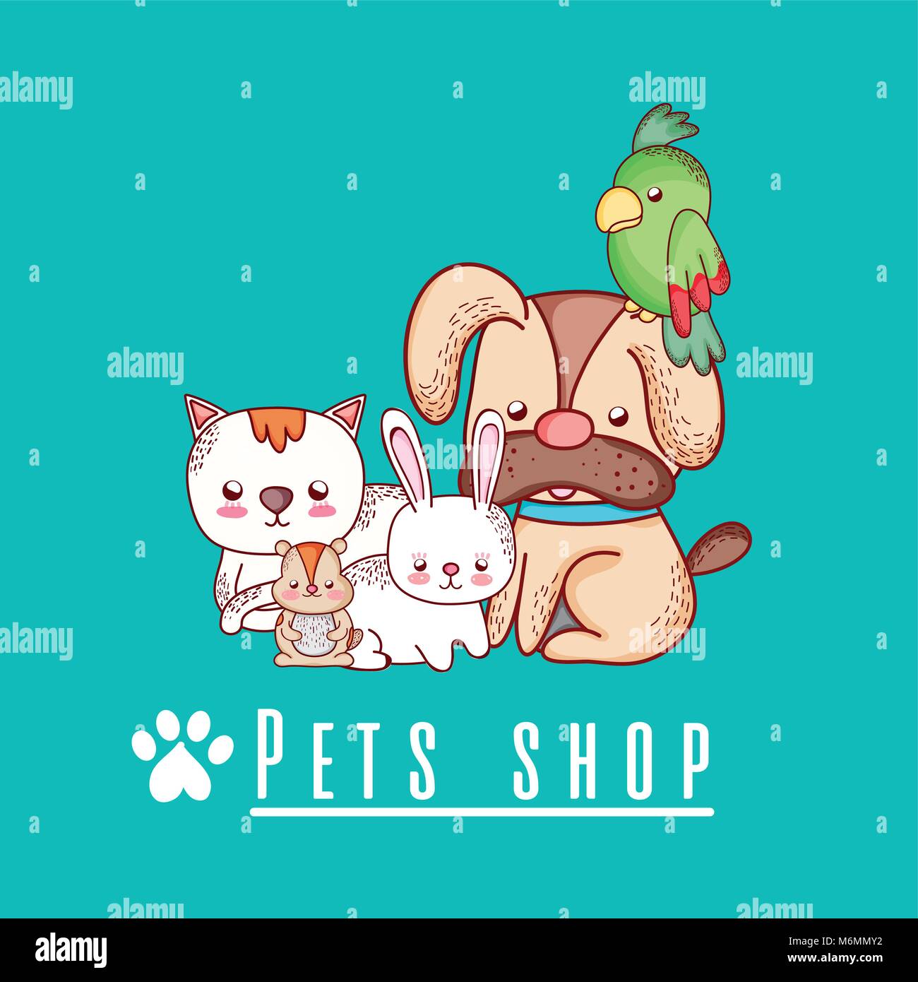 Cute pets shop cartoons vector illustration graphic design Stock Vector ...