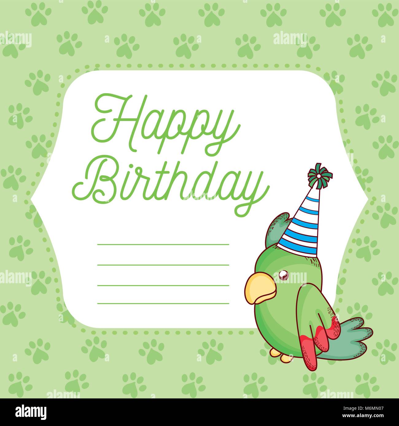 Happy birthday blank note parrot cartoons vector illustration graphic ...