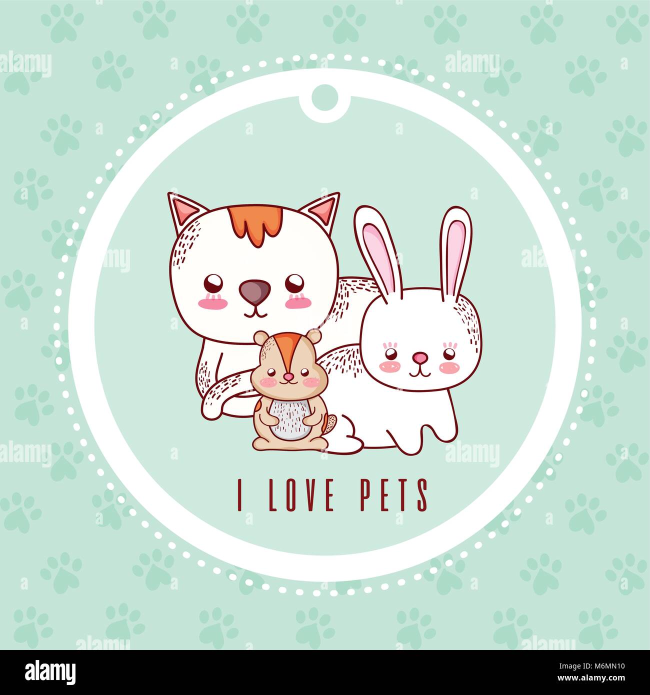 i love pets card with pets cartoon vector illustration graphic design ...