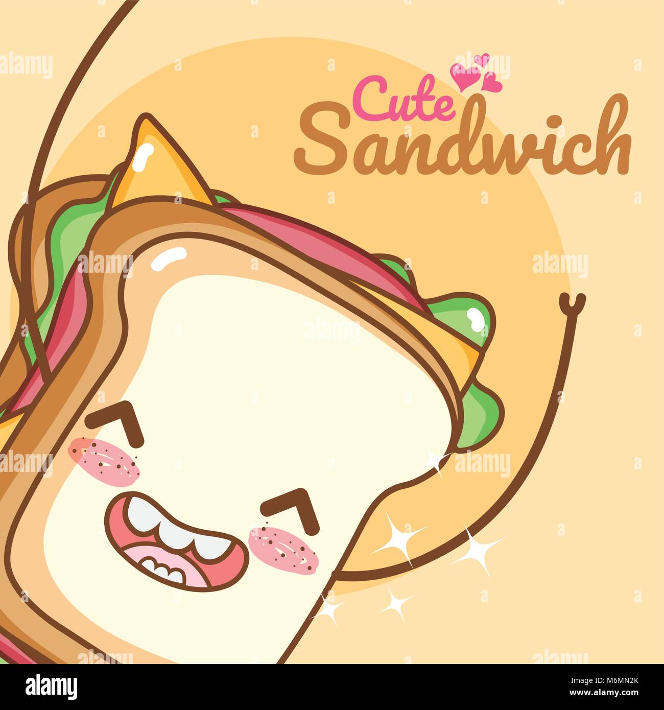 Cute sandwich kawaii cartoon vector illustration graphic design Stock ...