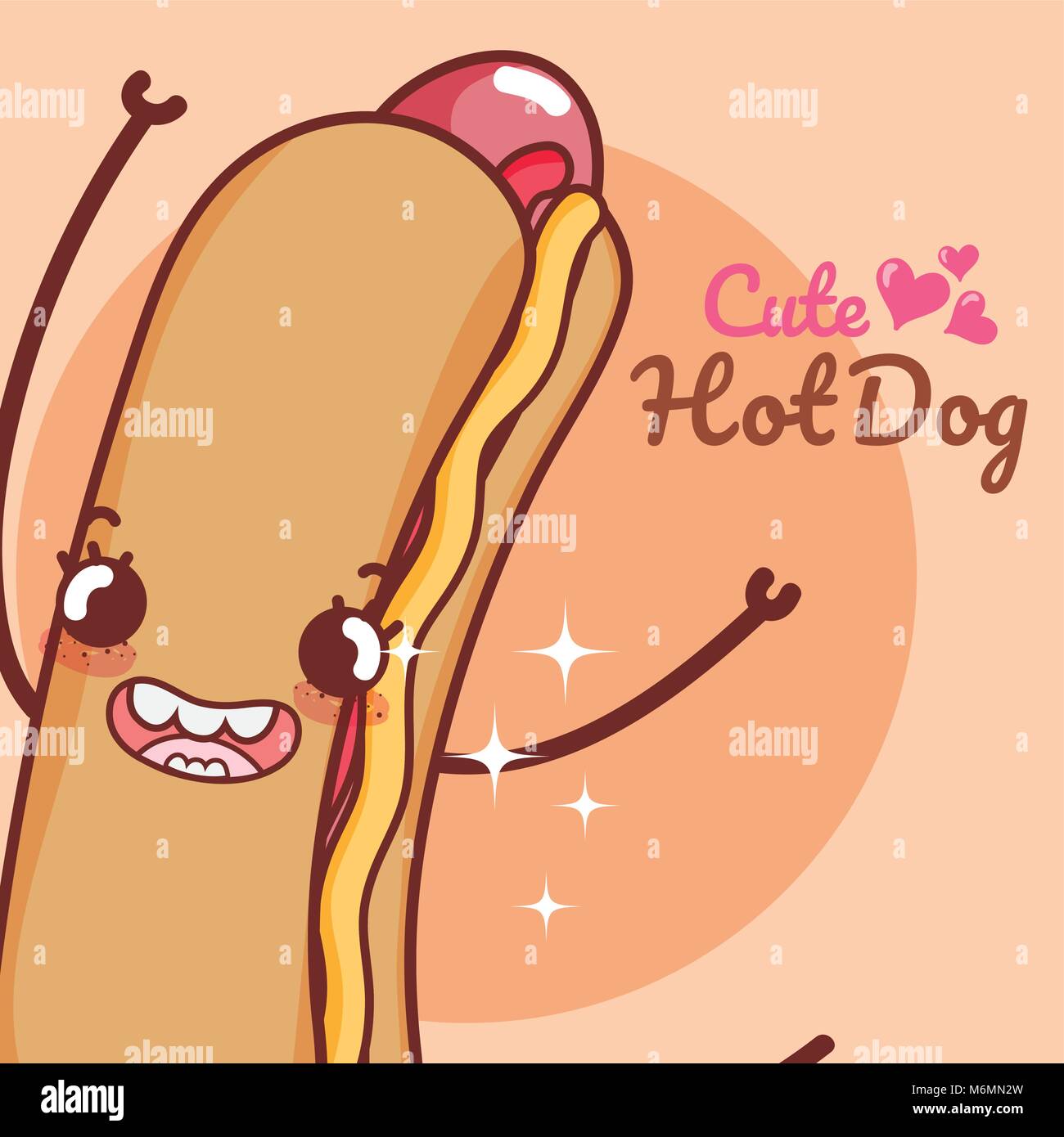 Cute Hot dog kawaii cartoon vector illustration graphic design Stock ...