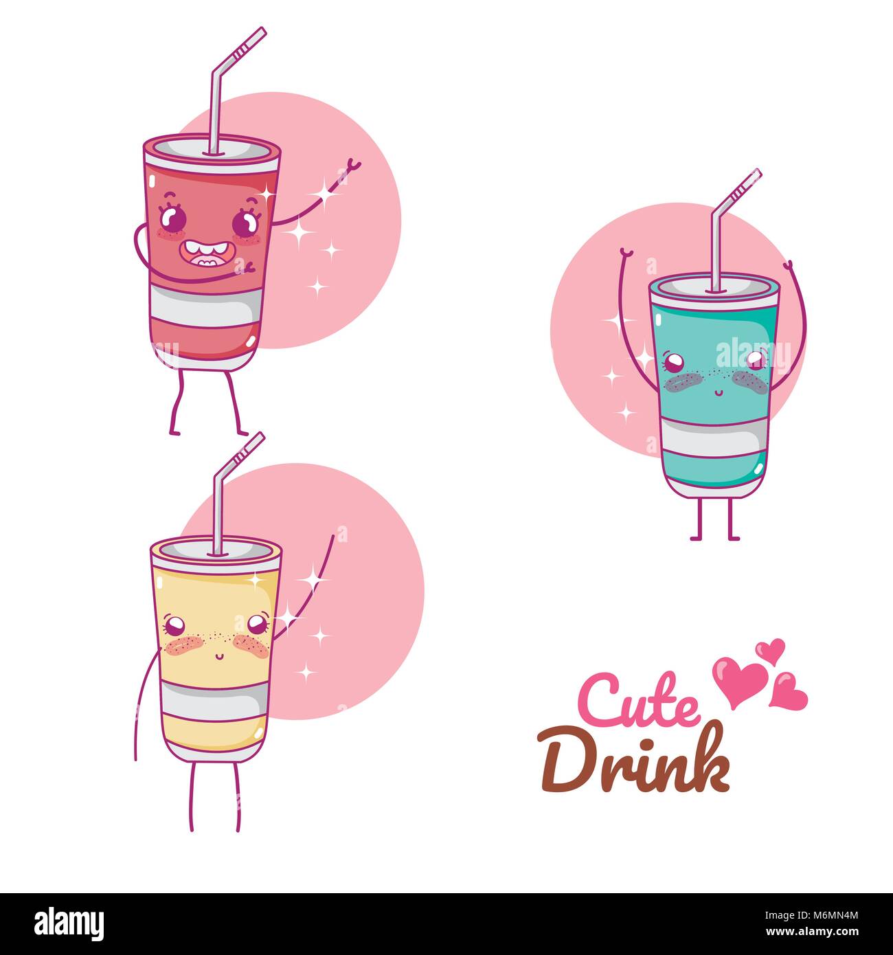 Cute drinks kawaii cartoons vector illustration graphic design Stock ...