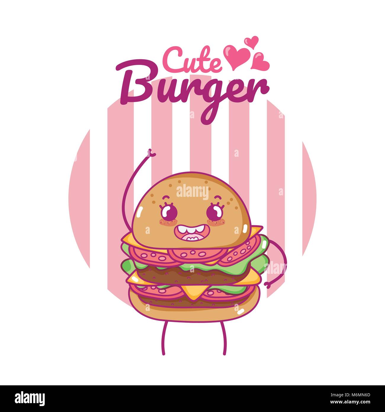 Cute hamburger kawaii cartoon vector illustration graphic design Stock ...