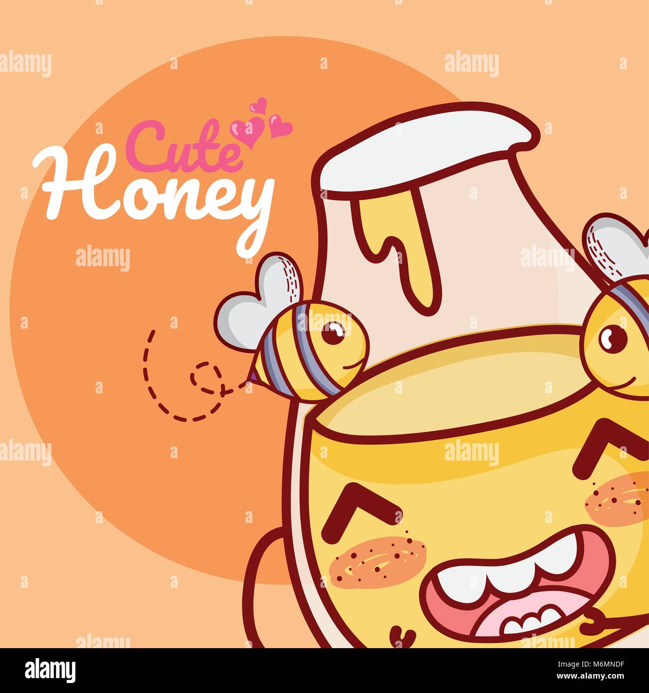 Cute honey jar kawaii cartoon vector illustration graphic design Stock ...