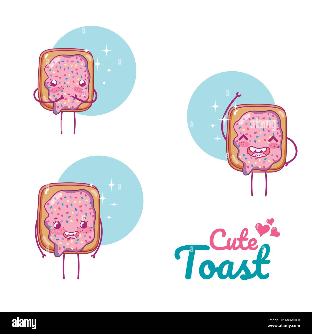 Cute toast kawaii cartoon vector illustration graphic design Stock ...