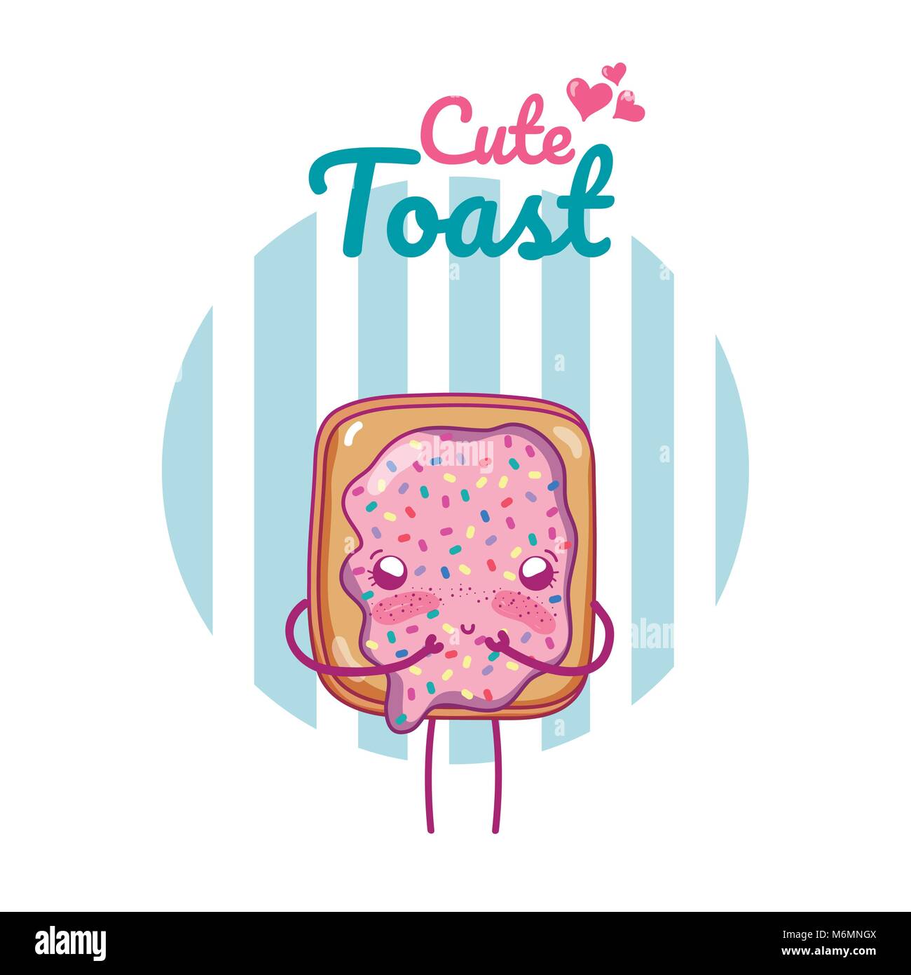 Cute toast kawaii cartoon vector illustration graphic design Stock ...