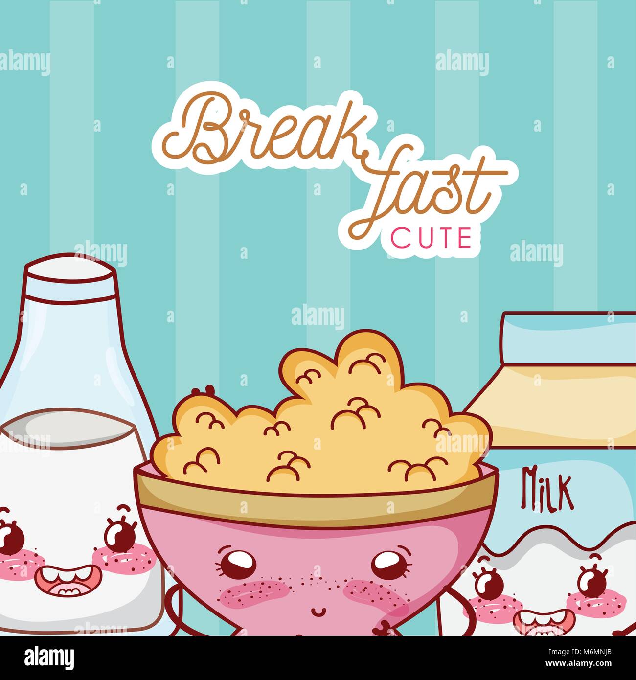 Cute breakfast kawaii cartoon vector illustration graphic design Stock ...