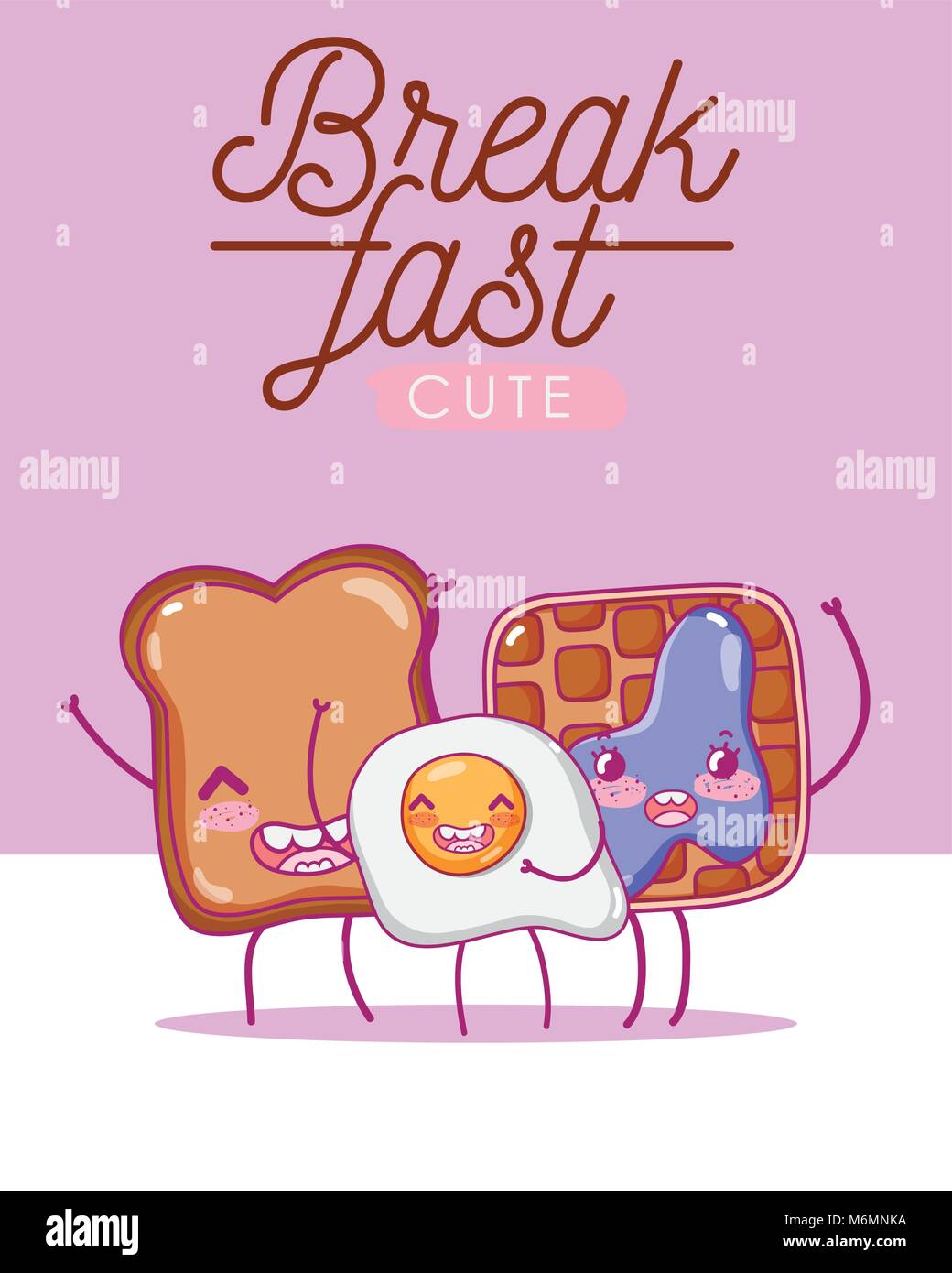 Cute breakfast kawaii cartoon vector illustration graphic design Stock ...