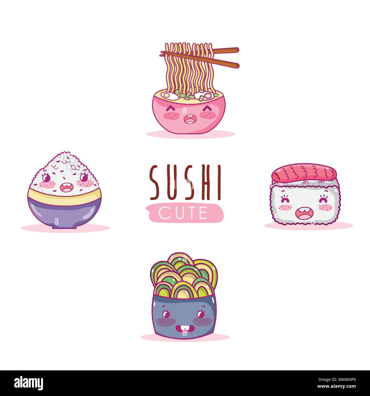 Cute japanese food kawaii cartoon vector illustration graphic design ...