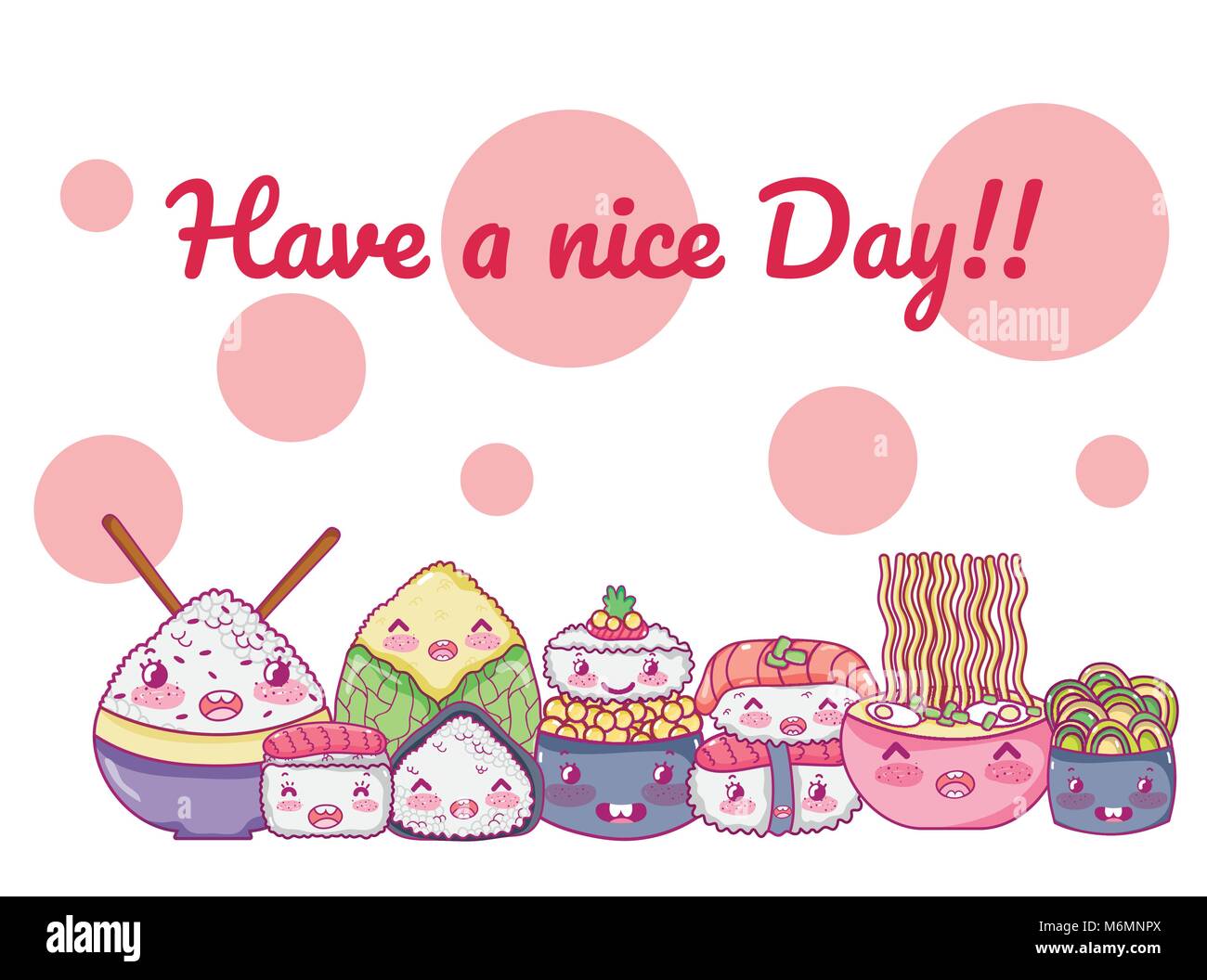 Have a nice day card with food cartoons vector illustration graphic ...