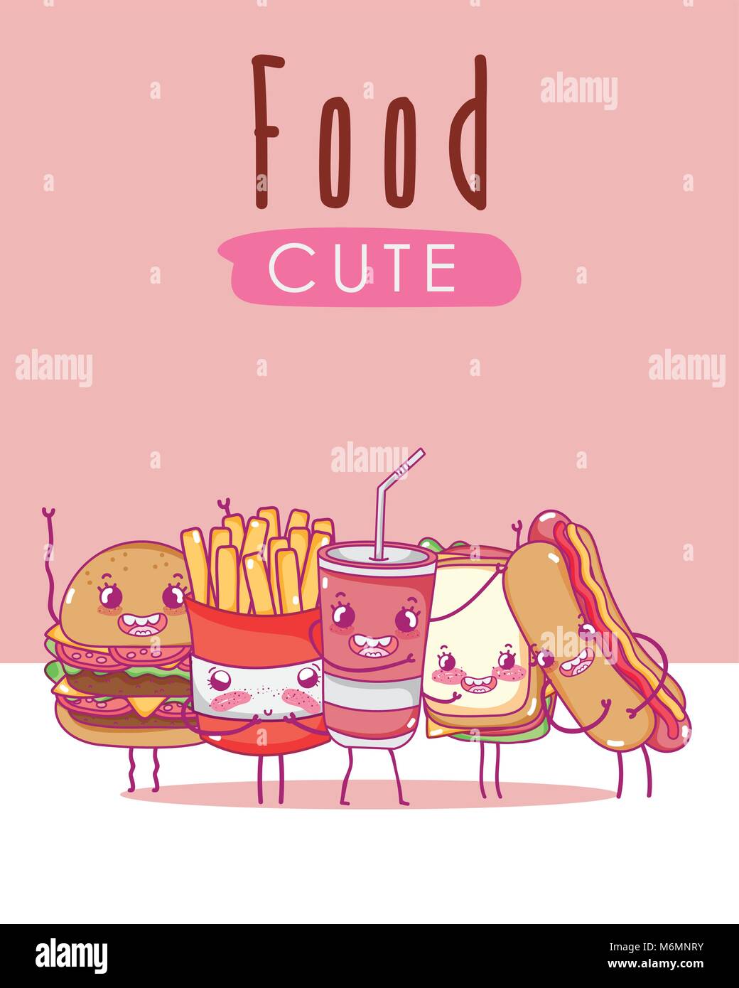 Cute food kawaii cartoons vector illustration graphic design Stock ...