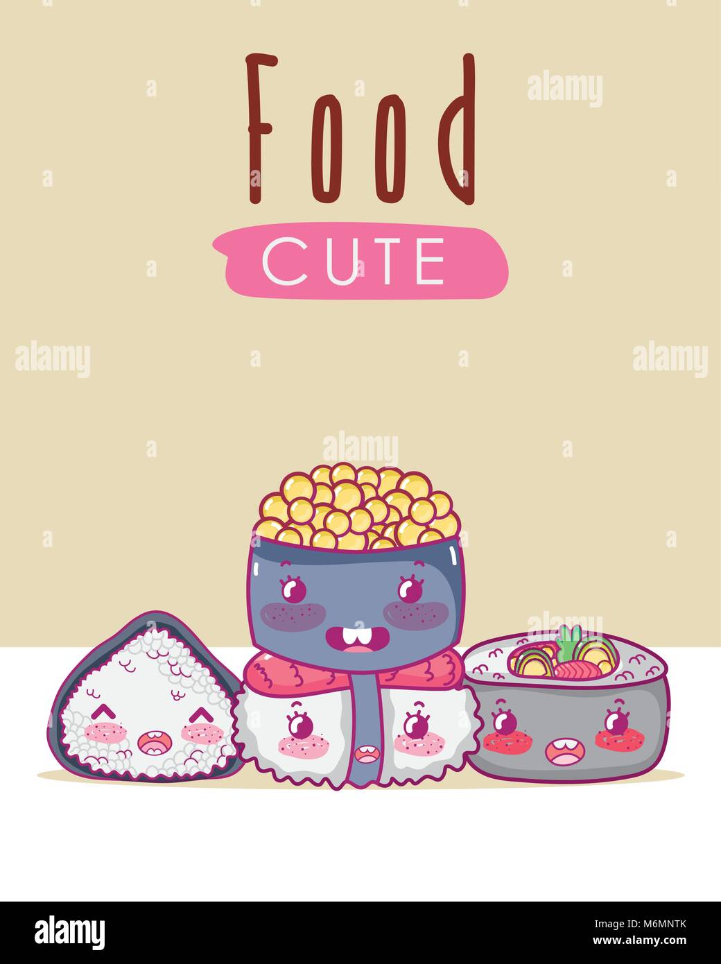 Cute japanese food kawaii cartoon vector illustration graphic design ...