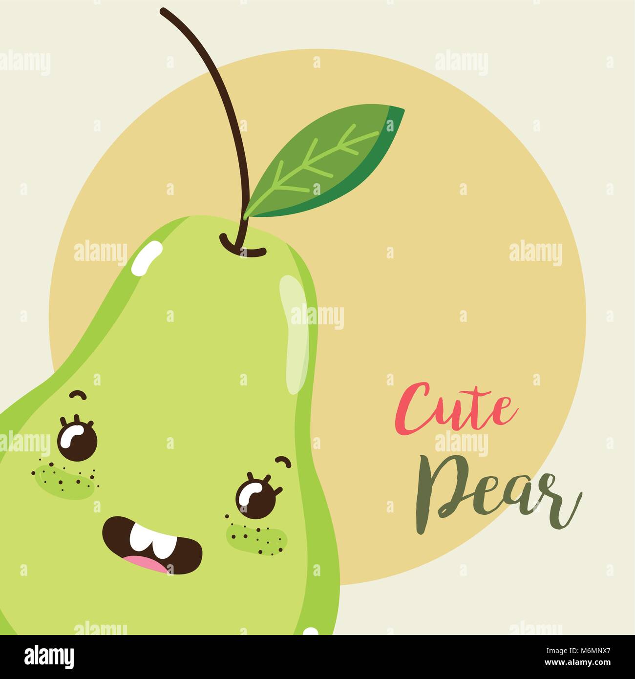 Cute pear kawaii cartoon vector illustration graphic design Stock ...