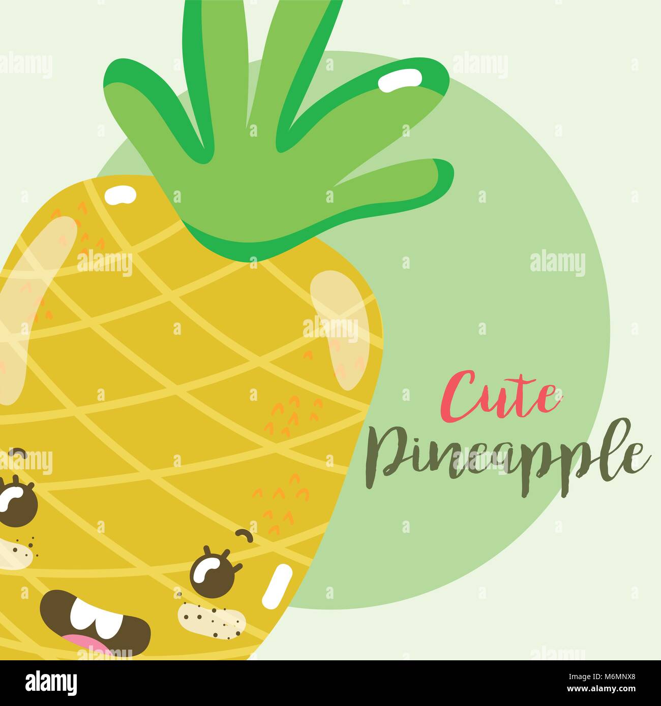 Cute pineapple kawaii cartoon vector illustration graphic design Stock ...