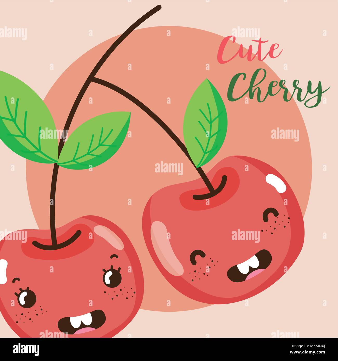 Cute cherry kawaii cartoon vector illustration graphic design Stock ...