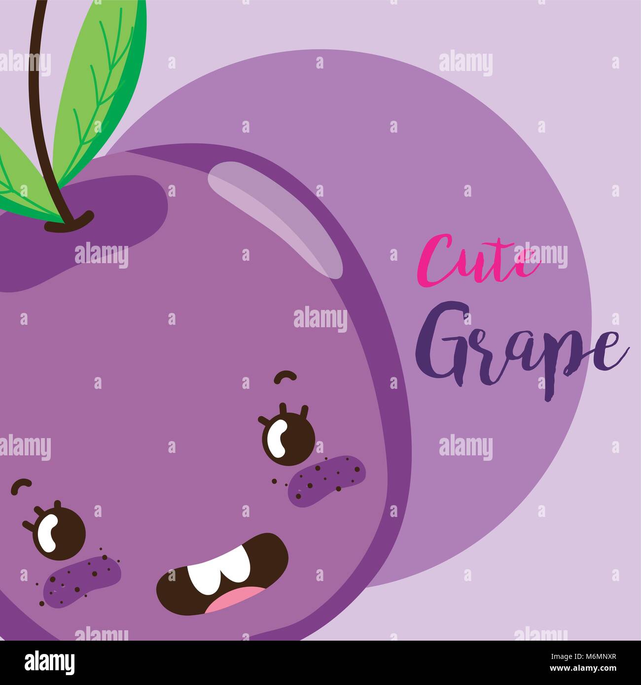 Cute grape kawaii cartoon vector illustration graphic design Stock ...