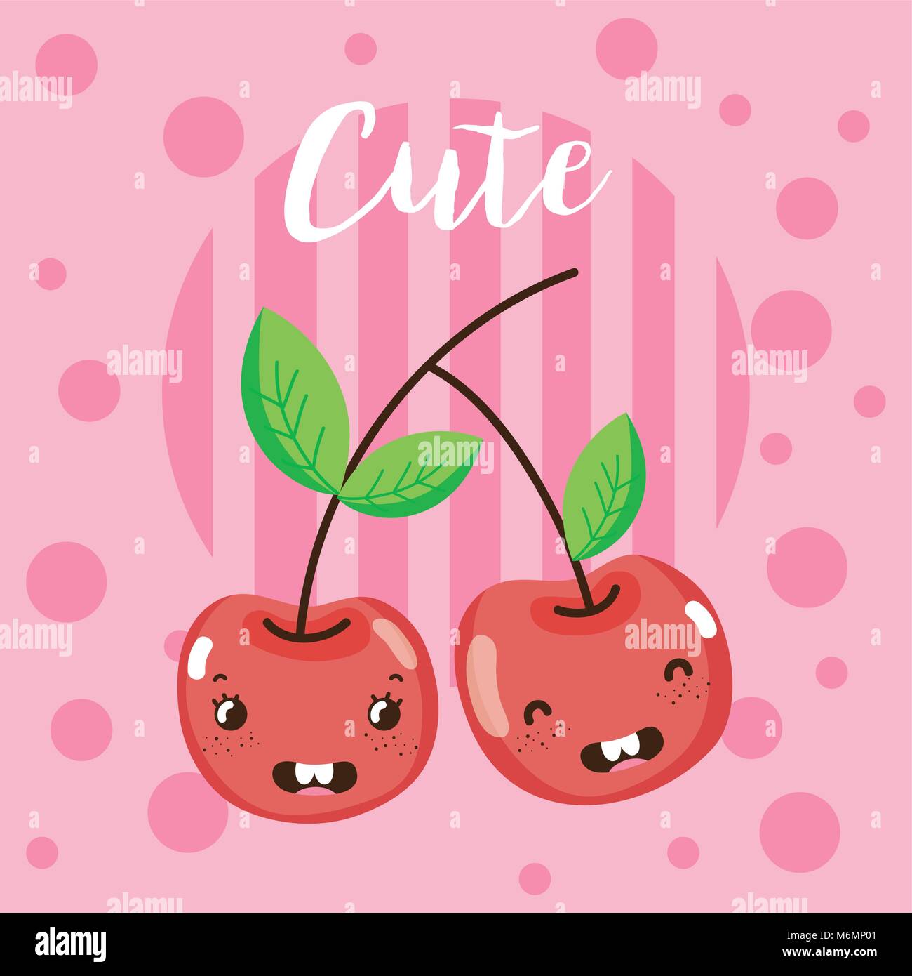 Cute cherry kawaii cartoon vector illustration graphic design Stock ...