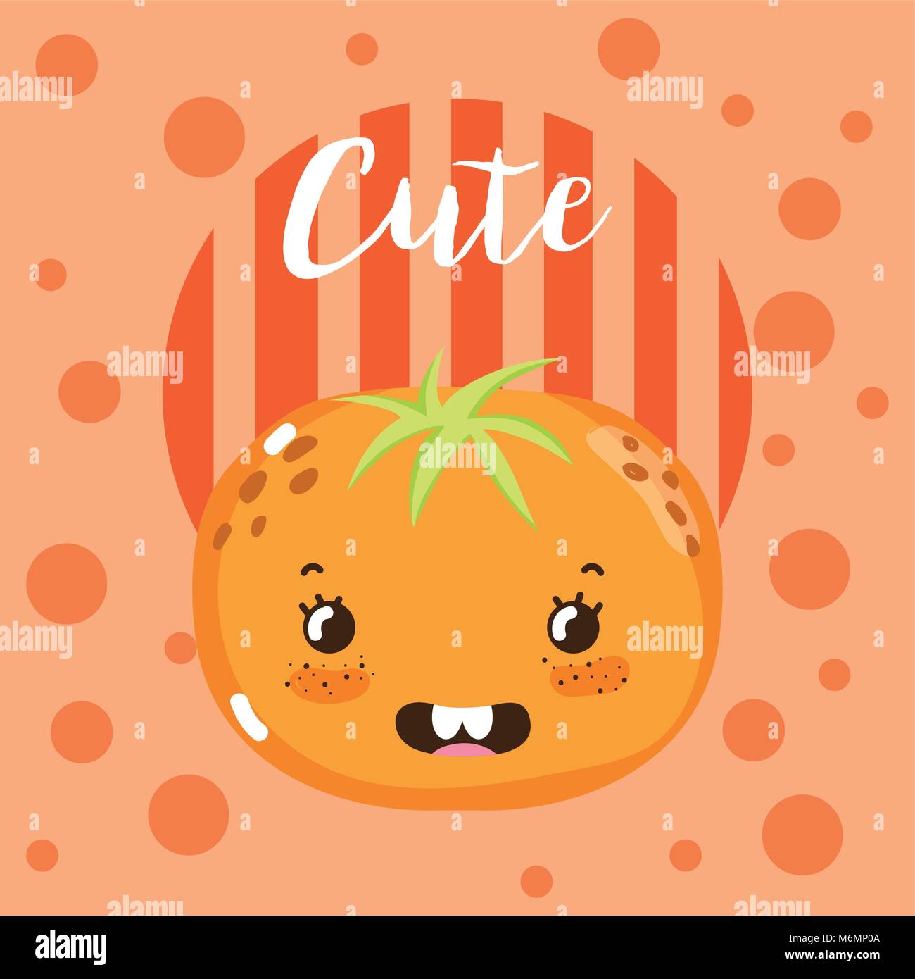 Cute tangarine kawaii cartoon vector illustration graphic design Stock ...
